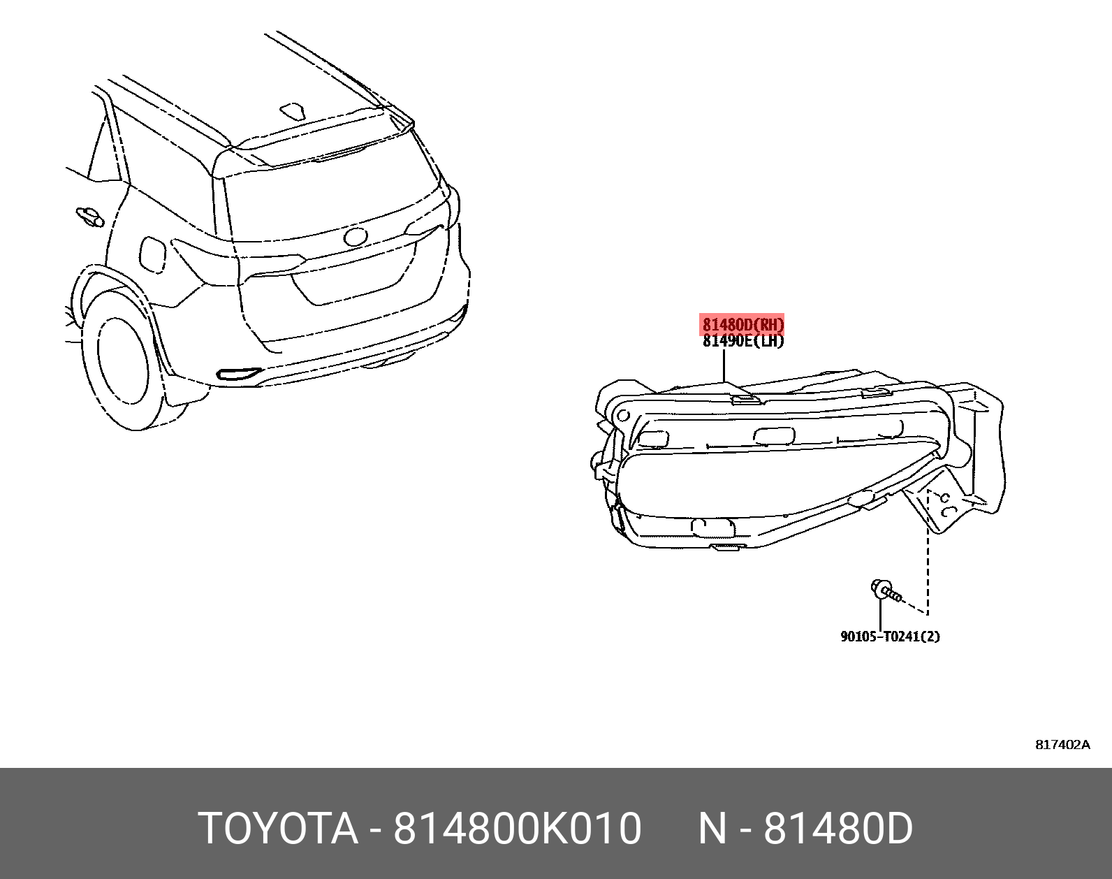 Toyota FORTUNER 16-20 BUMPER REFLECTOR REAR RH - 81480-0K010 | Spare ...