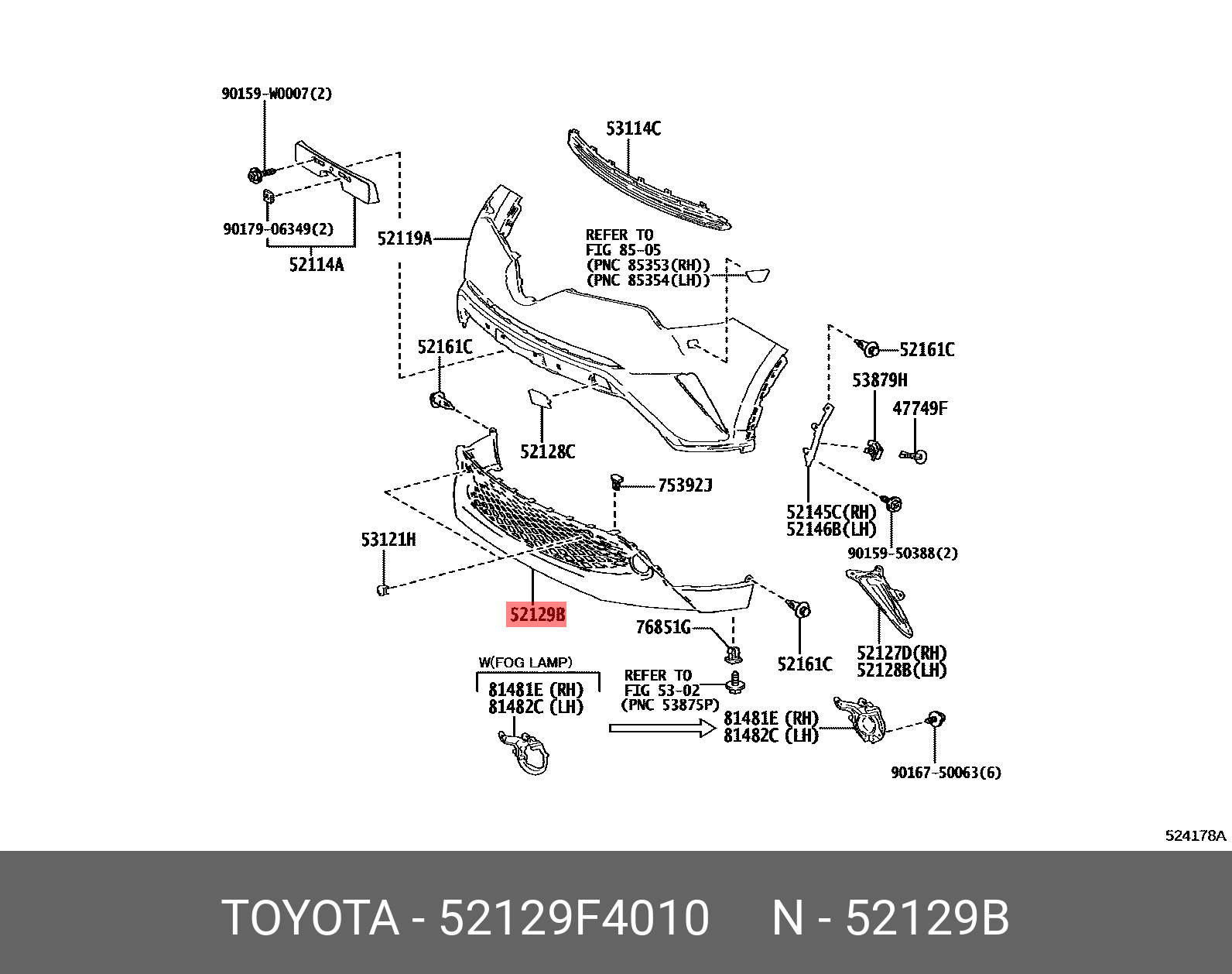 Toyota CHR 18-20 BUMPER FRONT LOWER W/LOWER GRILLE - 52129-F4010 ...