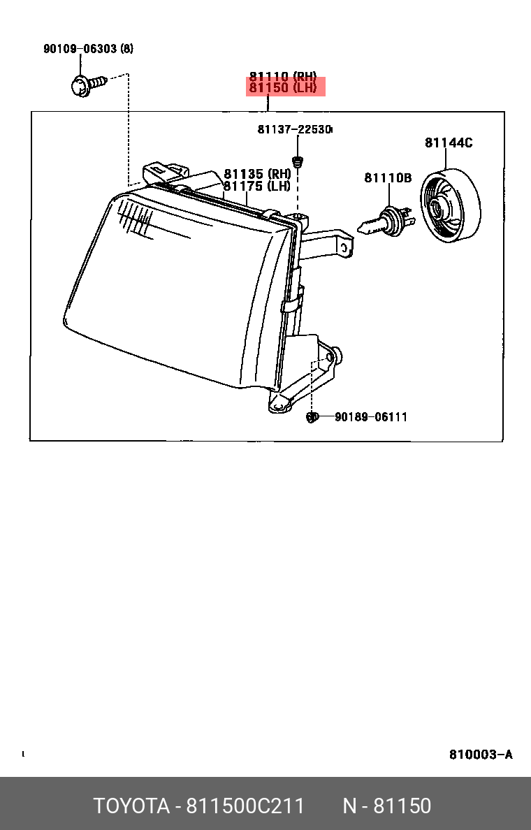 Toyota TUNDRA 18-20 HEAD LAMP BLACK LED LH - 81150-0C211 | Spare Parts ...