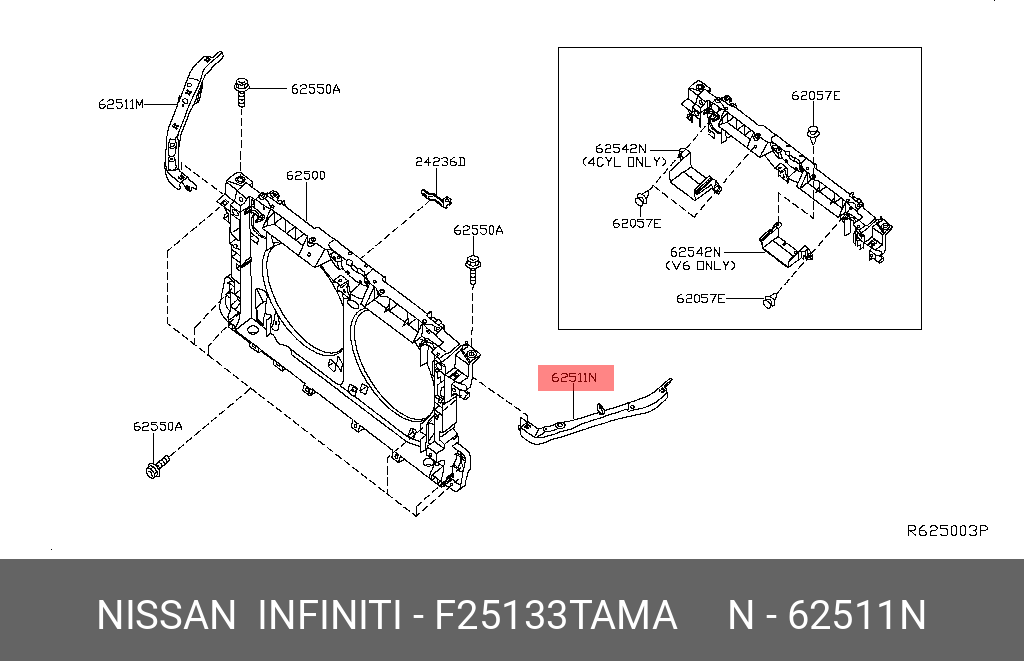 Nissan ALTIMA 13-15 RADIATOR SUPPORT UPPER LH - F2513-3TAMA | Spare ...