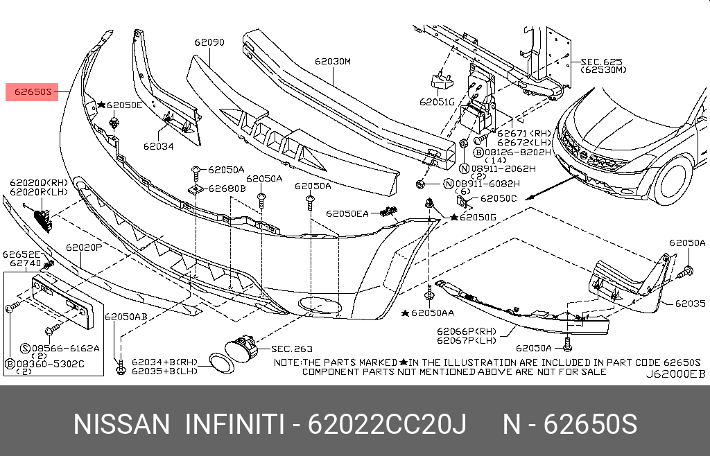 Nissan MURANO 06-08 BUMPER FRONT W/MLDG HOLE - 62022-CC20J | Spare ...