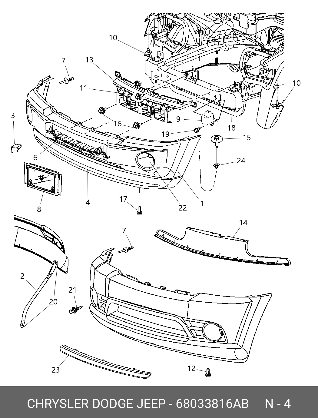 Jeep G CHEROKEE 08-10 BUMPER LOWER SHEILD FRONT - 68033816AB | Spare ...