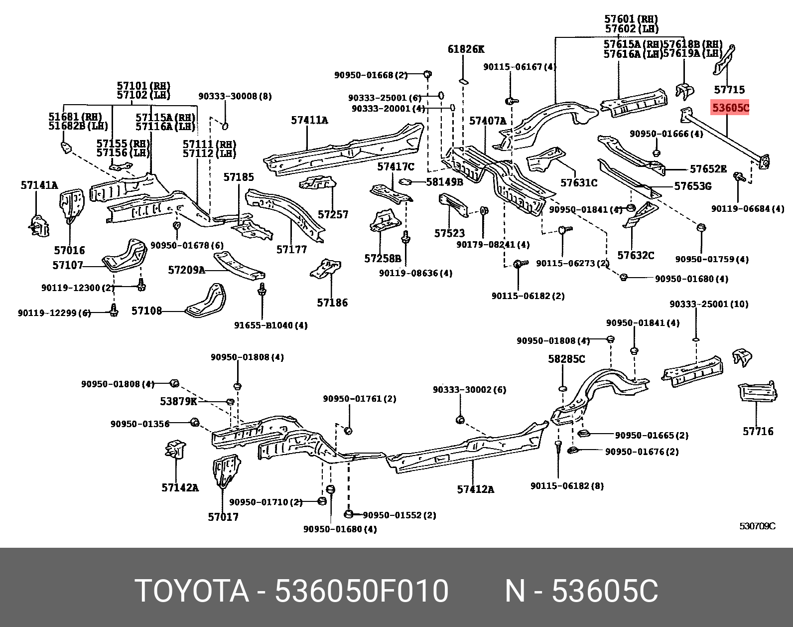 536050F010 (53605-0F010) TOYOTA Скоба | Купить запчасть