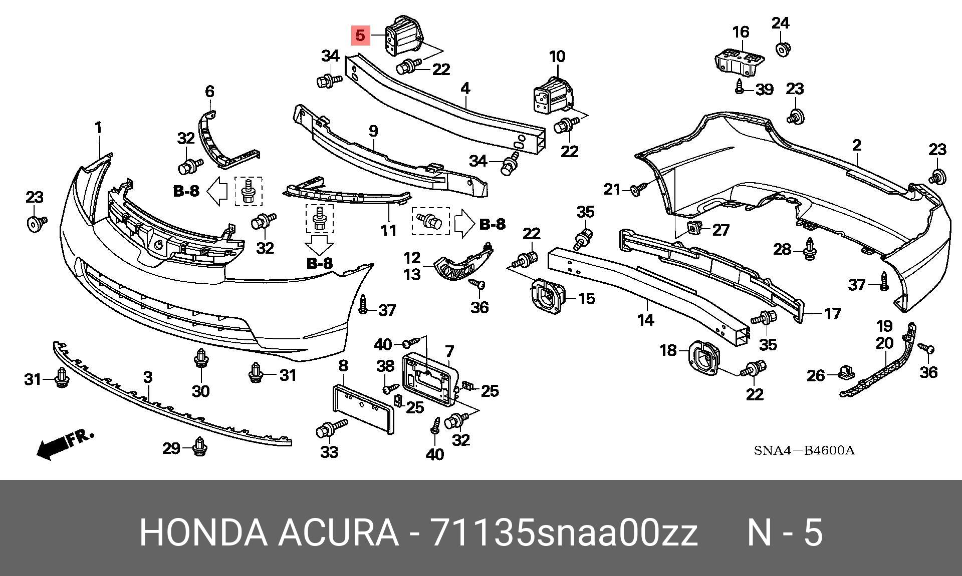 Honda CIVIC 06-11 BUMPER INFORCMENT MOUNTING RH - 71135-SNA-A00ZZ ...