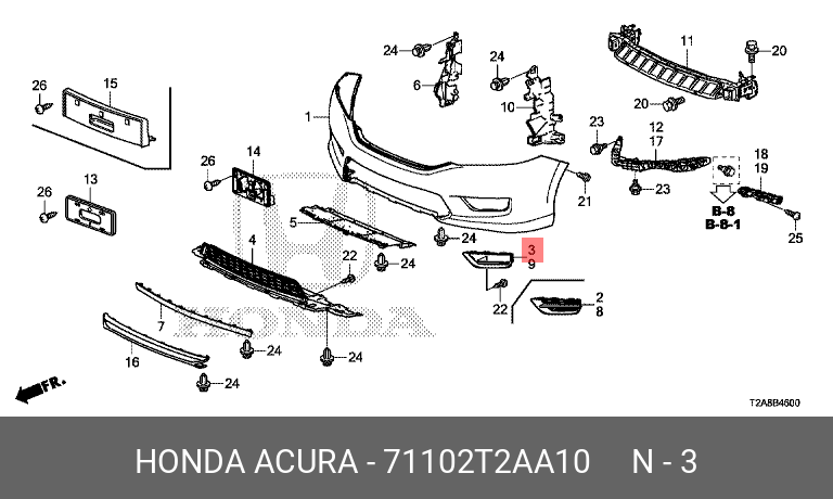 Honda FOG LAMP COVER W/HOLE ME RH CN - 71102T2AA10 | Spare Parts Shop ...