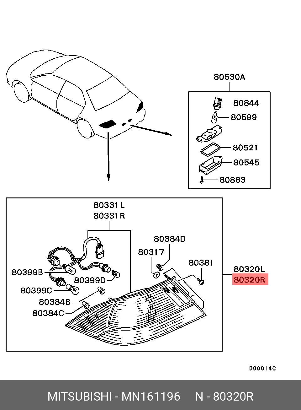 Mitsubishi LANCER 04-14 TAIL LAMP DEPO RED&WHITE E RH [2] - MN161196 ...