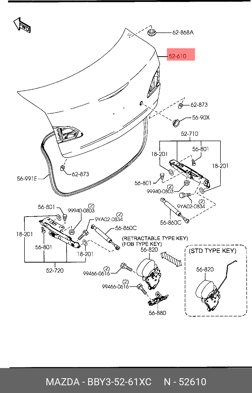 Mazda MAZDA 3 10-13 DICKY(TRUNK) - BBY3-52-61XC | Spare Parts Shop ...