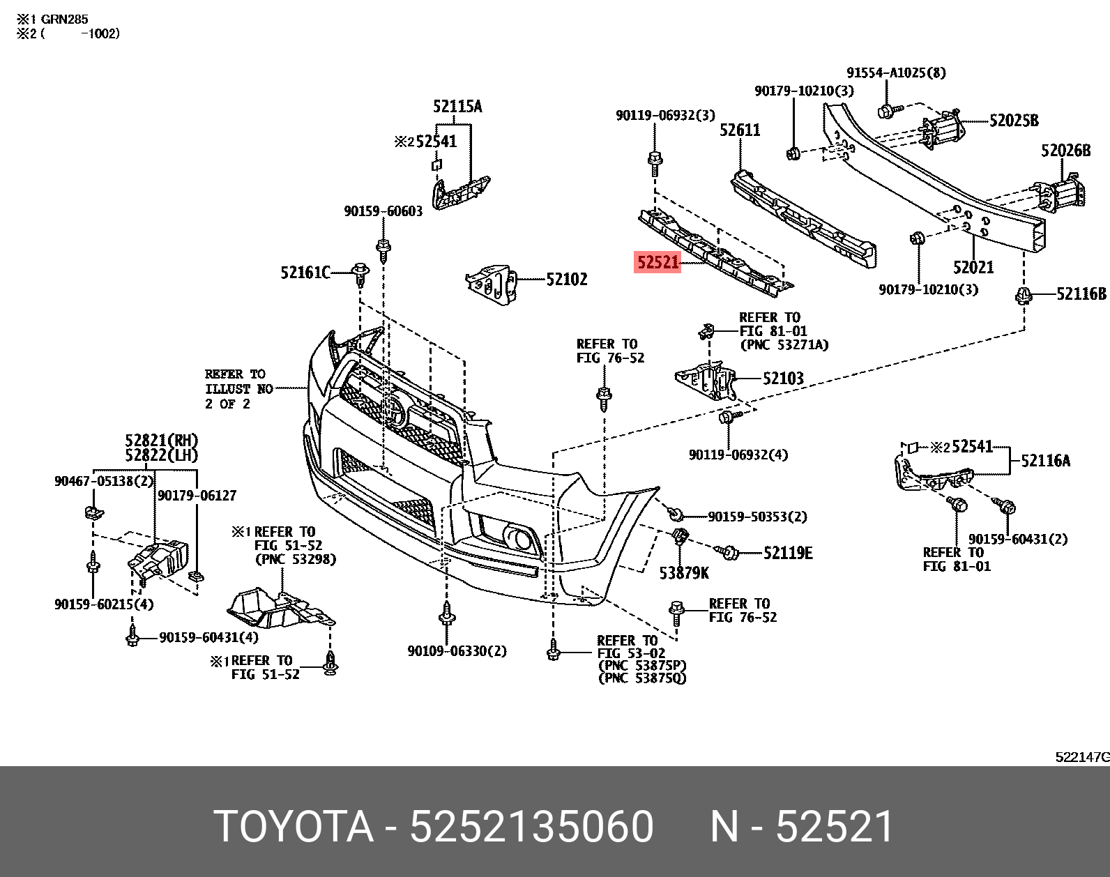 Toyota 4 RUNNER 14-16 BUMPER FILLER FRONT CENTER - 52521-35060 | Spare ...