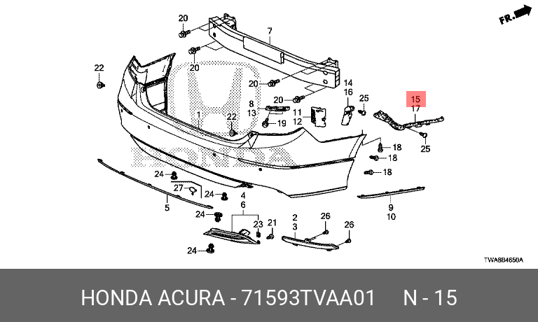 Honda BUMPER BRACKET REAR RH - 71593TVAA01 | Spare Parts Shop - Allparts.ae