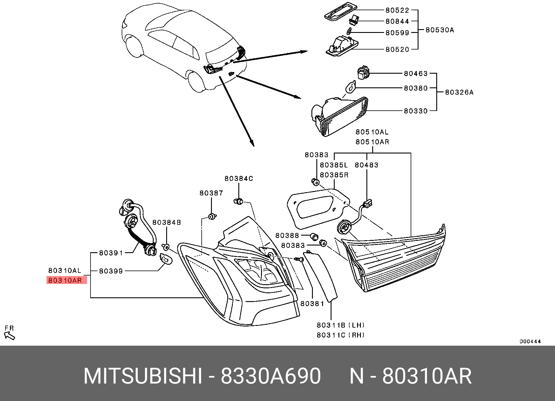 Mitsubishi ASX 10-19 TAIL LAMP CN LH [3] - 8330A690 | Spare Parts Shop ...