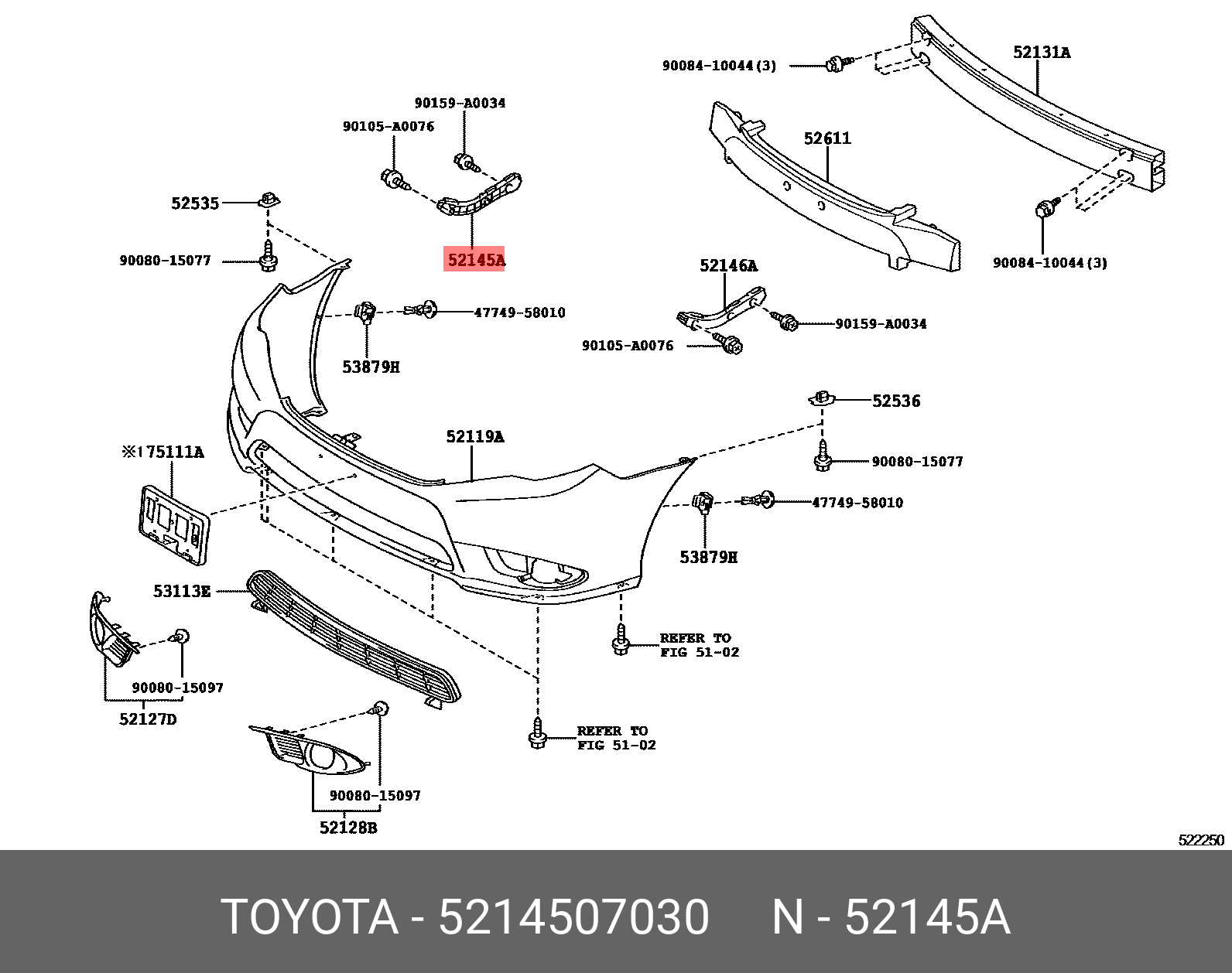 Toyota AVALON 13-18 BUMPER BRACKET FRONT RH - 52145-07030 | Spare Parts ...
