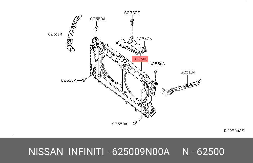 Nissan MAXIMA 10-15 RADIATOR SUPPORT(ALTIMA 08 SAME) - 62500-9N00A ...