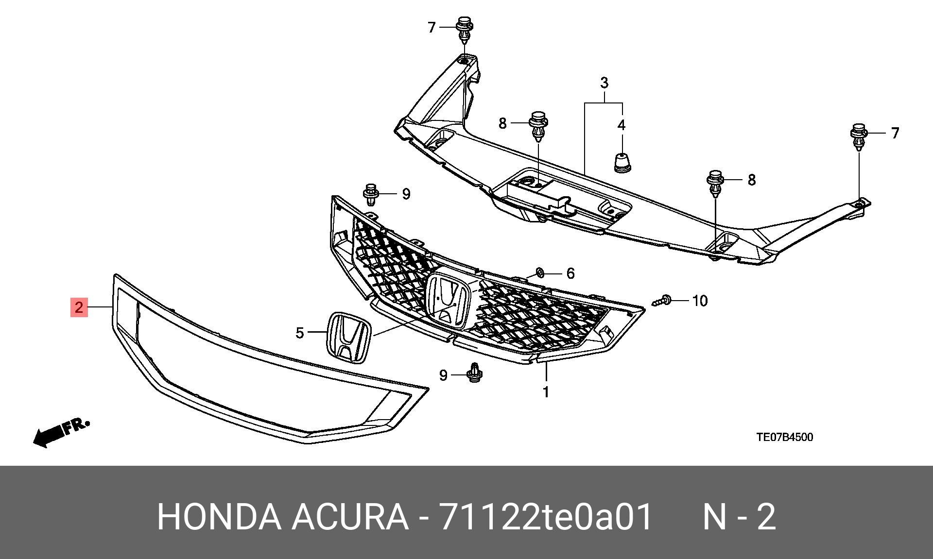 Honda GRILLE MOULDING CHR - 71122TE0A01 | Spare Parts Shop - Allparts.ae