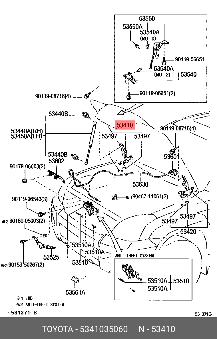 Toyota PRADO 03-09 HOOD HINGES RH [2] - 53410-35060 | Spare Parts Shop ...