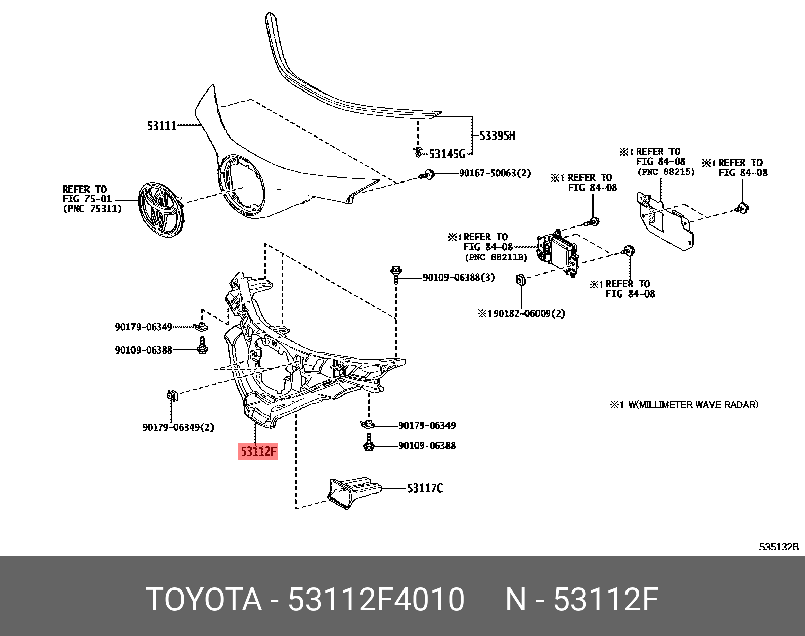 Toyota CHR 18-19 GRILLE SUPPORT - 53112-F4010 | Spare Parts Shop ...