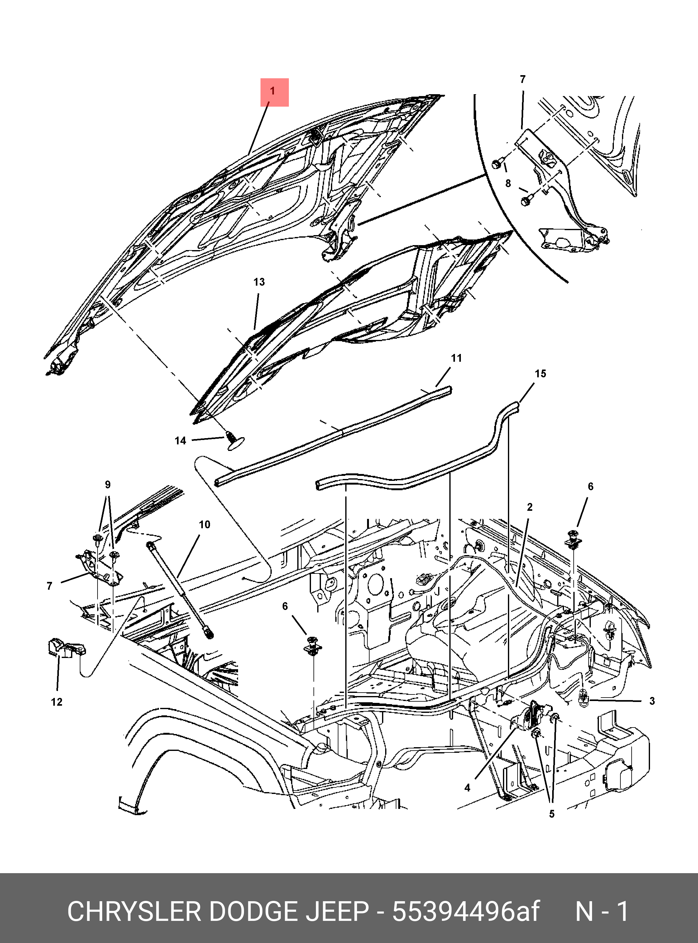 Jeep G CHEROKEE 05-10 HOOD ALUMINIUM - 55394496AF | Spare Parts Shop ...