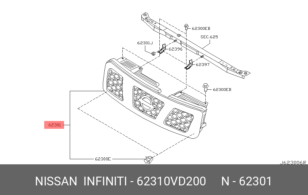 Nissan PATROL 06-20 GRILLE CHRM TYG(SAFARI)(PICKUP) [3] - 62310-VD200 ...