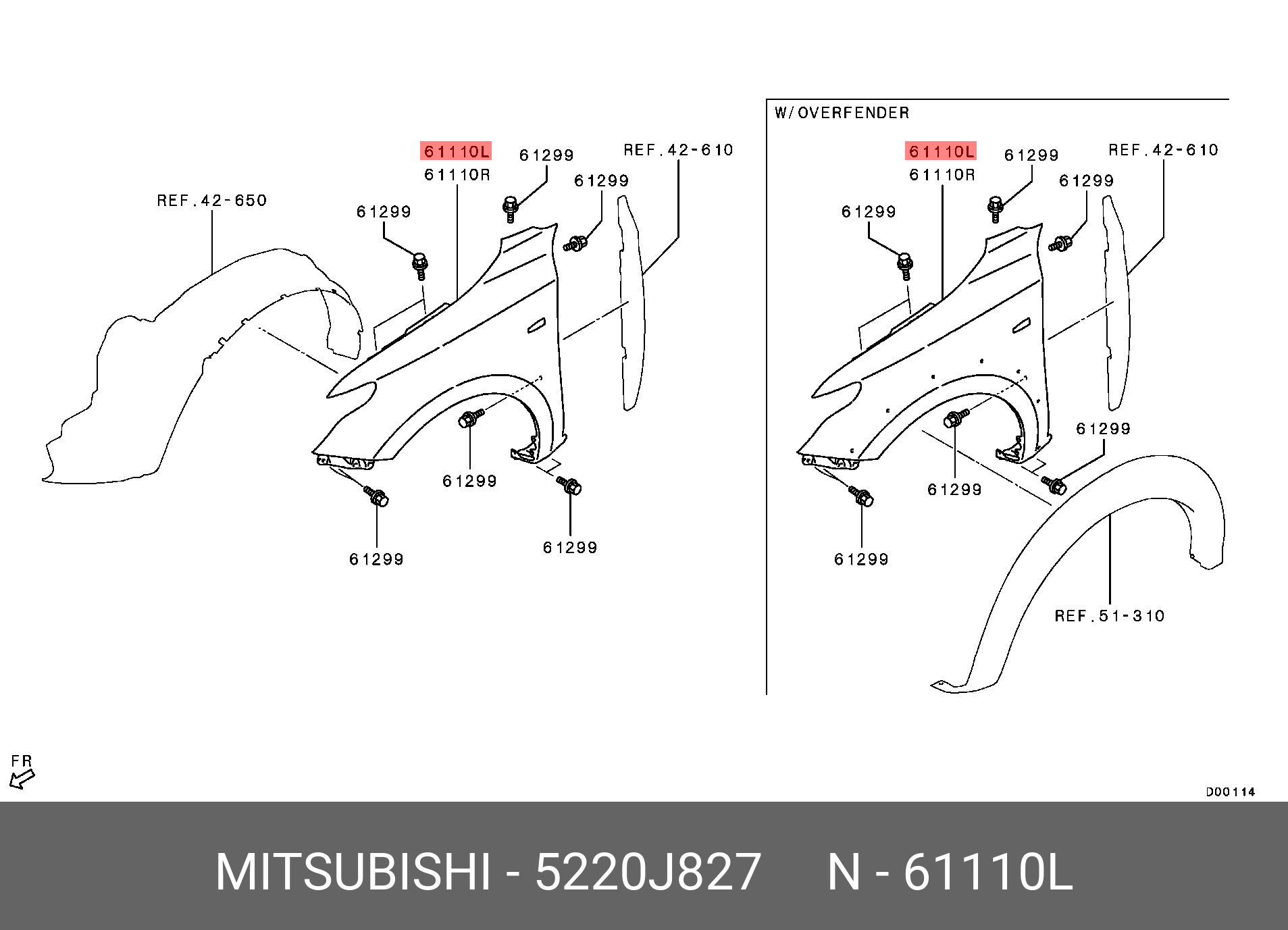 Mitsubishi L200 15-19 FENDER 4WD LH - 5220J827 | Spare Parts Shop ...