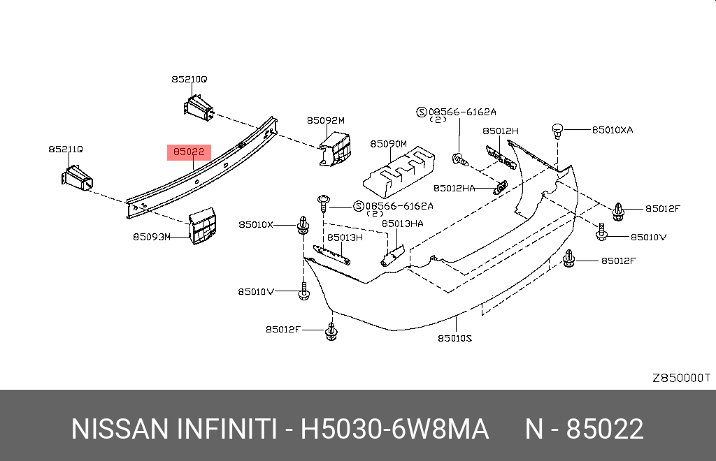 Nissan SUNNY 12-19 BUMPER INFORCEMNT REAR - H5030-6W8MA | Spare Parts ...