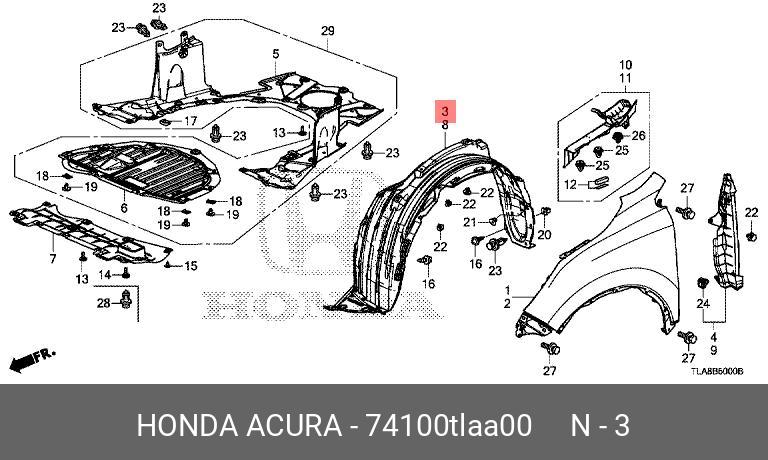 Honda CRV 17-20 INNER FENDER RH - 74100-TLA-A00 | Spare Parts Shop ...