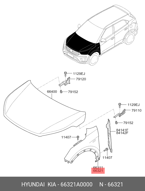 Hyundai CRETA 15 20 FENDER RH 66321 A0000 Spare Parts Shop Allparts.ae