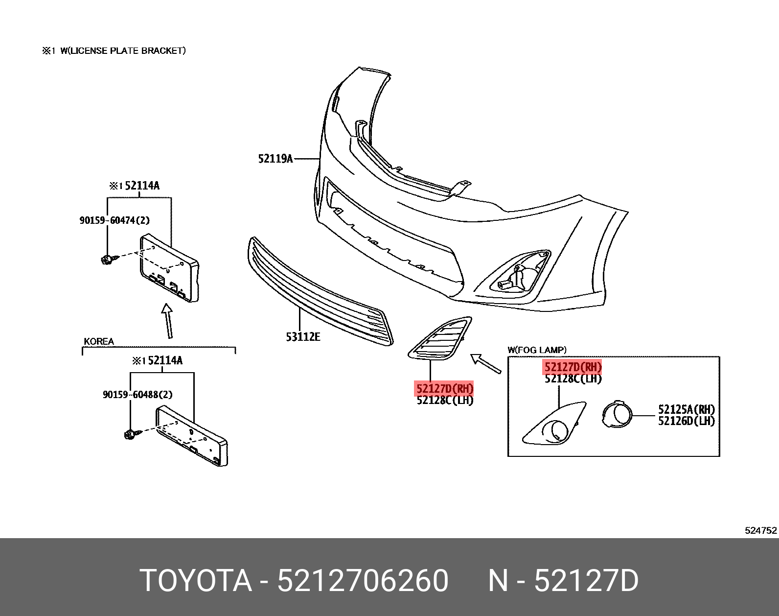 Toyota CAMRY 12-14 FOG COVER RH CLOSE [2] - 52127-06260 | Spare Parts ...